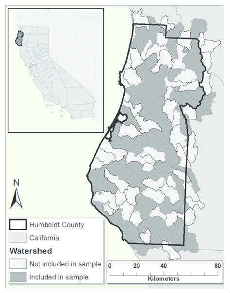Sampled Watersheds Within And Adjacent To Humboldt County California