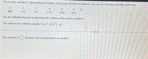 Solved Use The Following Theorem To Determine The Variance