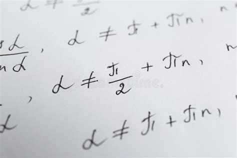 Sheet Of Paper With Different Mathematical Formulas Closeup Stock