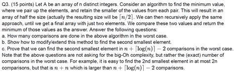 Solved Q3 15 Points Let A Be An Array Of N Distinct