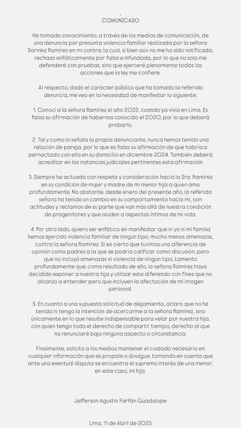 Jefferson Farfán Responde A Denuncia De Darinka Ramírez Por Violencia Psicológica “me Defenderé