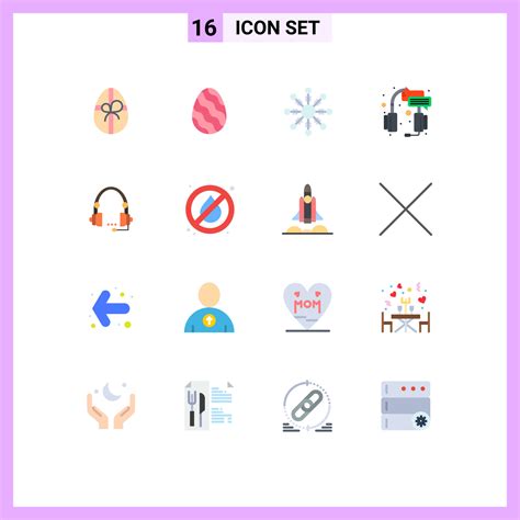 Mobile Interface Flat Color Set Of 16 Pictograms Of Communication Support Snow Headset Support