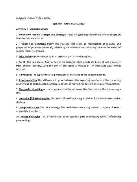 Activity5and Assignment5 Pdf Pricing Market Economics