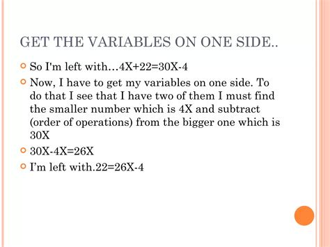 How To Do Solve An Equation With Variables Ppt
