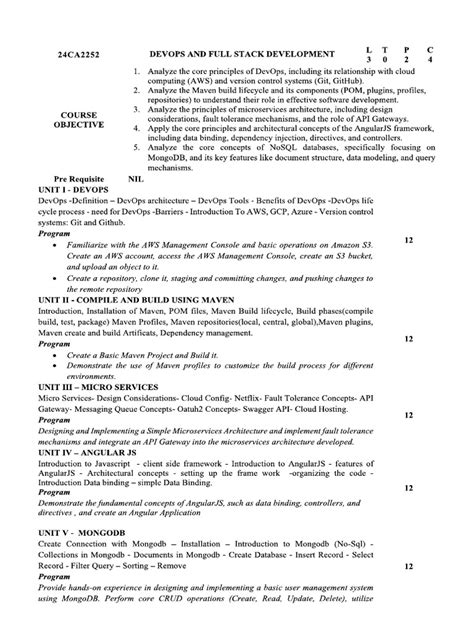 devops and full stack syllabus pdf