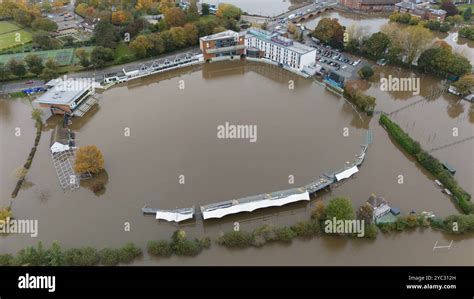 An Aerial View Showing A Flooded New Road Cricket Ground In Worcester
