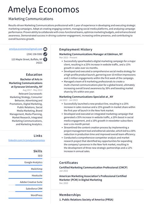 Top 16 Marketing Communications Resume Objective Examples