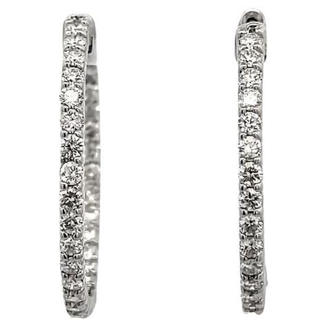 157 Carat Round Diamond Hoop Earrings White Gold For Sale At 1stdibs