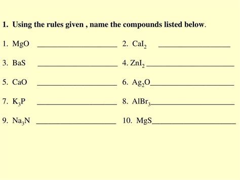 PPT Chemical Nomenclature Naming Compounds And Writing Chemical Formulas PowerPoint