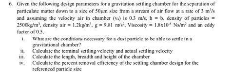 Solved Given The Following Design Parameters For A Chegg