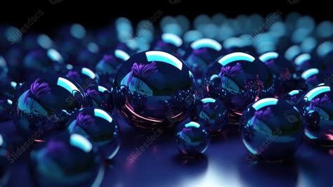 무료 파란색과 보라색 색조가 풍부한 현대 3d 렌더링의 추상 구형 모양 Ppt 배경 Slidesdocs