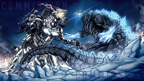 Godzilla Mechagodzilla And Kiryu Godzilla And 3 More Drawn By