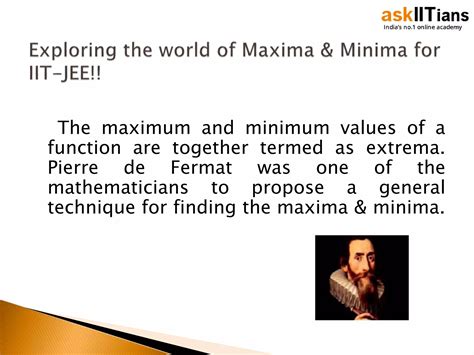 Maxima And Minima For Iit Jee Askiitians Pptx