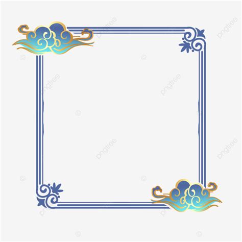 테두리 장식 구정 길조 구름 파란색 그라디언트 테두리 경계 테두리 푸른 Png 일러스트 및 Psd 이미지 무료 다운로드