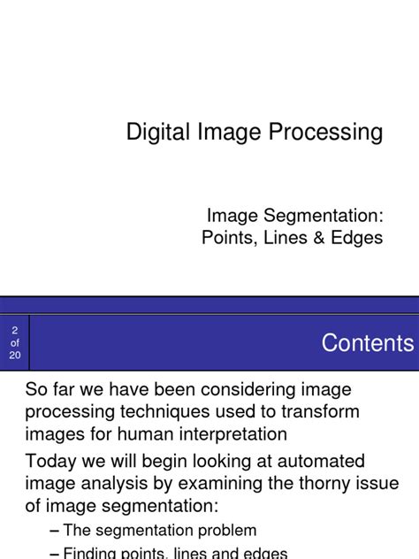 Lec 9 Image Segmentation I Pdf