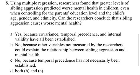 Solved 8 Using Multiple Regression Researchers Found That