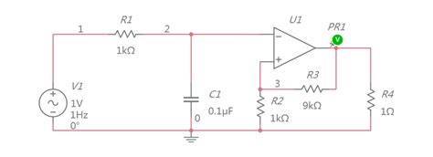Active RC Lowpass Filter Circuit Multisim Live