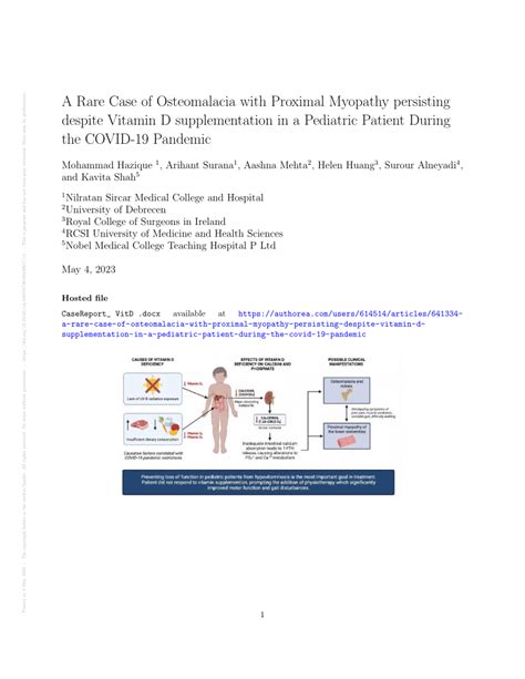 Pdf A Rare Case Of Osteomalacia With Proximal Myopathy Persisting Despite Vitamin D