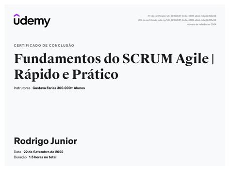 Rodrigo Júnior On Linkedin Udemy Course Completion Certificate