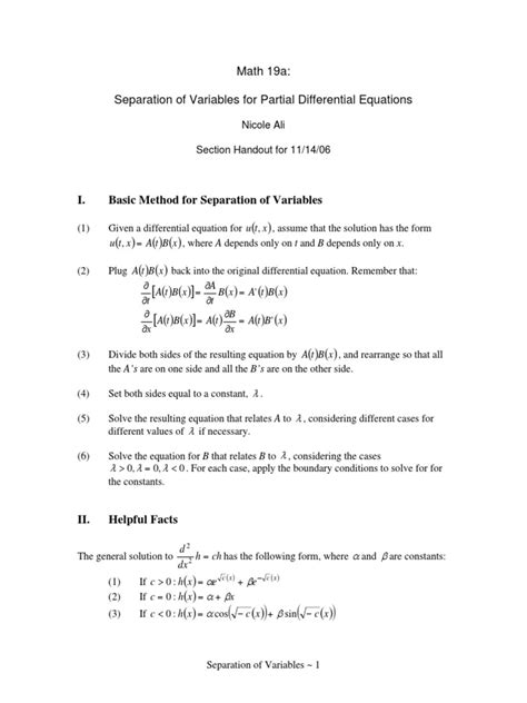 Separation Of Variables For Pdes Pdf Partial Differential Equation