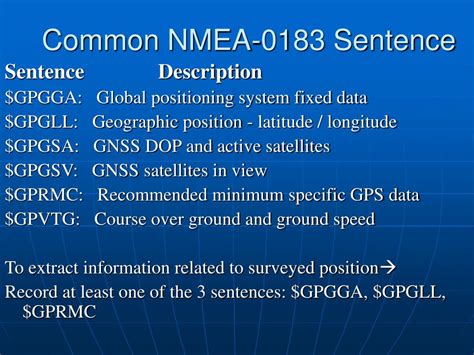 PPT Introduction To GPS Data NMEA RTCM PowerPoint Presentation ID