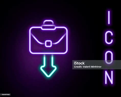 검은 색 배경에 격리 빛나는 네온 라인 서류 가방 아이콘 비즈니스 케이스 기호입니다 비즈니스 포트폴리오 다채로운 개요 개념 벡터 가방에 대한 스톡 벡터 아트 및 기타 이미지