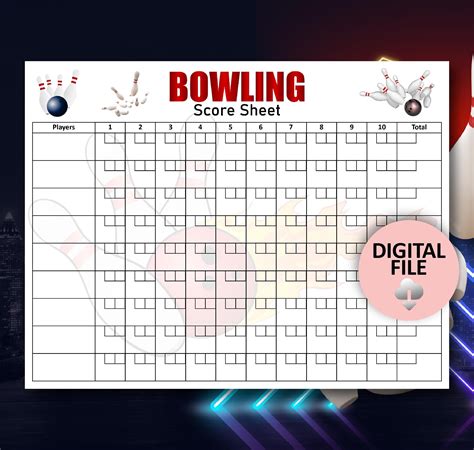 Bowling Score Sheet Bowling Score Pad Bowling Score Card Bowling