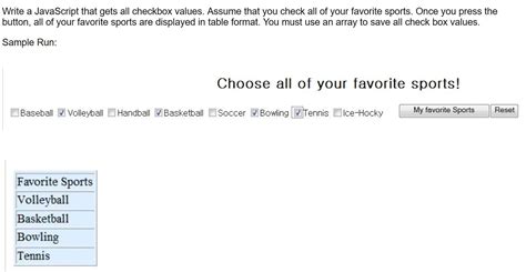 solved write a javascript that gets all checkbox values