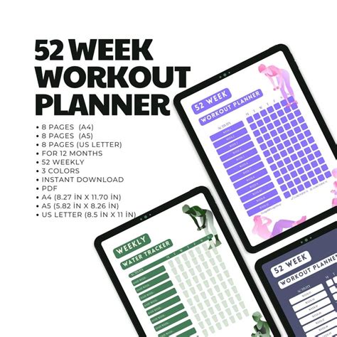 52 Week Workout Plannermeal Plan And Fitness Trackerhealth And