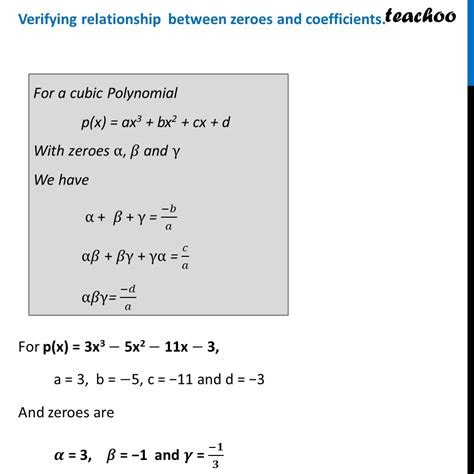 Example 5 Optional Verify 3 1 1 3 Are Zero Of Cubic Polynomial