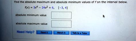 solved find the absolute maximum and absolute minimum values of f on