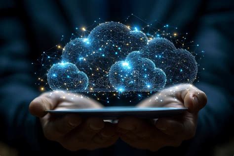Futuristic Cloud Computing Concept Digital Network In Hands Stock Illustration Illustration Of