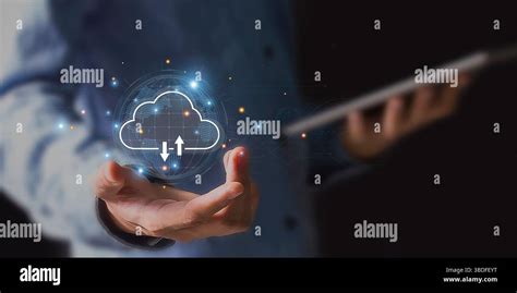 Cloud Computing Shown In Hand Cloud Technology Data Storage Data Transfer Network And Internet