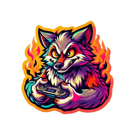 A Mischievouslooking Wolve Clutching A Game Controller Rendered In A