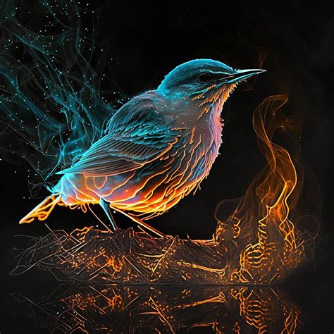 A Bird With Crystal Smokey Brush Lighting Effect Background Ai
