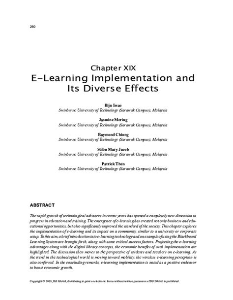 Pdf E Learning Implementation And Its Diverse Effect