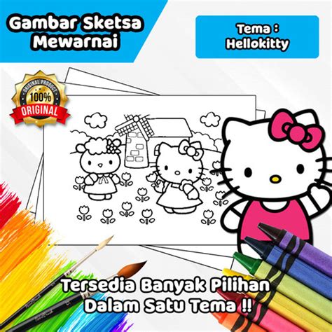 Jual Gambar Sketsa Mewarnai ~ 06 Hello Kitty Part 1 Seketsa Lukis