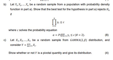 Solved B Let Y Y2 Yr Be A Random Sample From A Chegg Com