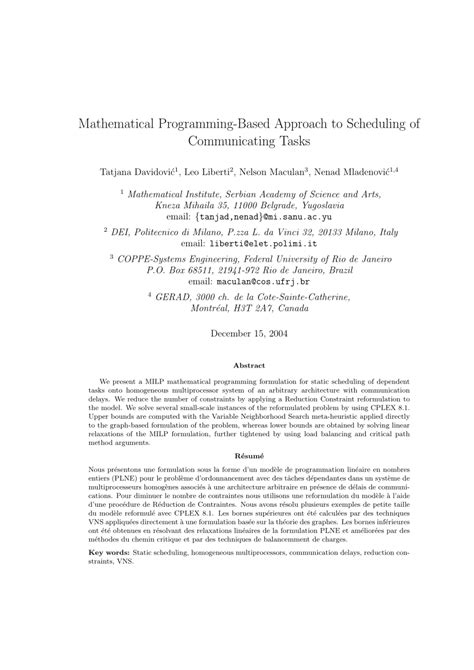 pdf mathematical programming based approach to scheduling of