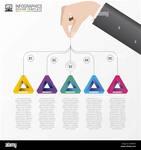 Infographic With Triangular Banners On The Grey Background Vector