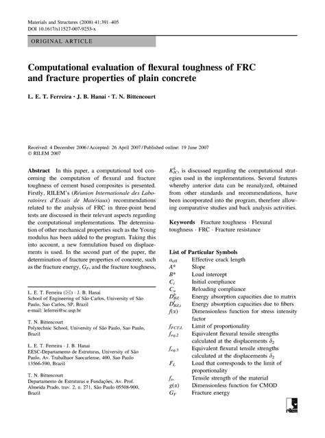 Computational Evaluation Of Flexural Toughness Of Frc And Fracture Properties Of Plain Concrete