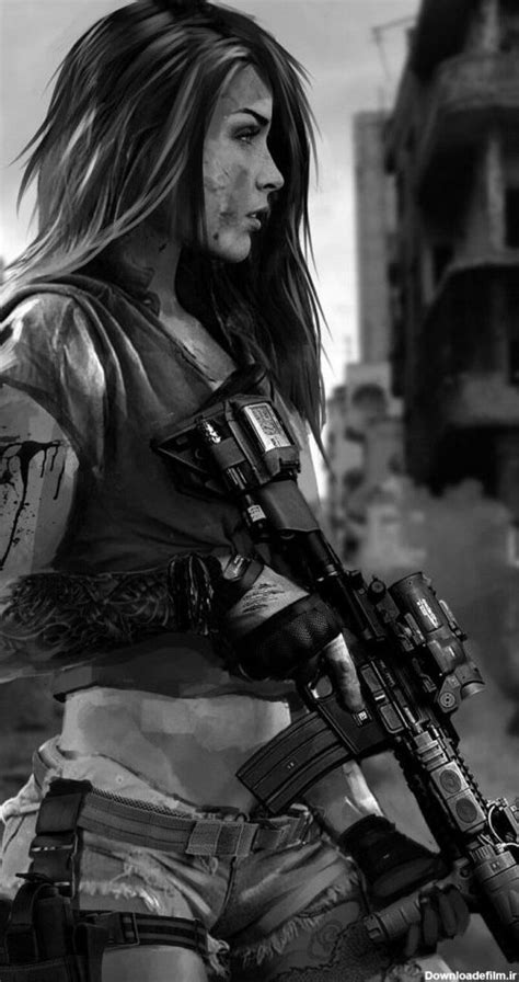 عکس زن با تفنگ