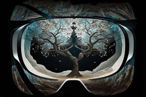 Premium Ai Image Abstract Treelike Reflection In Monitor Of Vr Headset Double Exposure