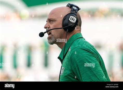 Saskatchewan Roughriders Head Coach Craig Dickenson Watches The Play