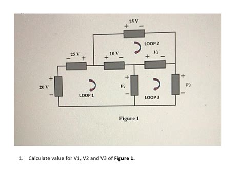 Solved 15 V Loop 2 25 V 10 V V2 20 V Vi V Loop 1 Loop 3