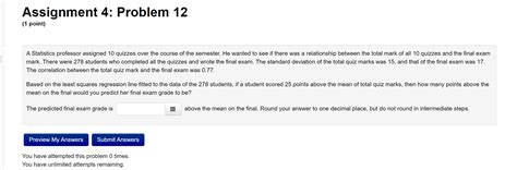 solved assignment 4 problem 12 1 point a statistics