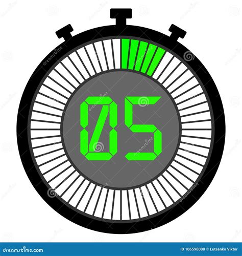 Electronic Stopwatch With A Gradient Dial From Green 5 Seconds Stock Illustration