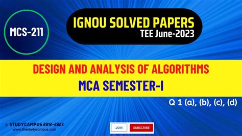 Mcs 211 Solved Question Paper Design And Analysis Of Algorithms