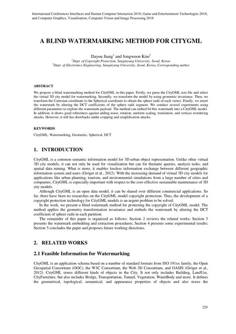 PDF A BLIND WATERMARKING METHOD FOR CITYGML