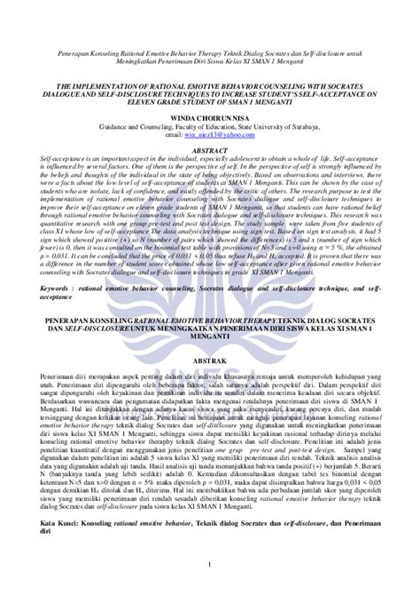Pdf Penerapan Konseling Rational Emotive Behavior Therapy Teknik